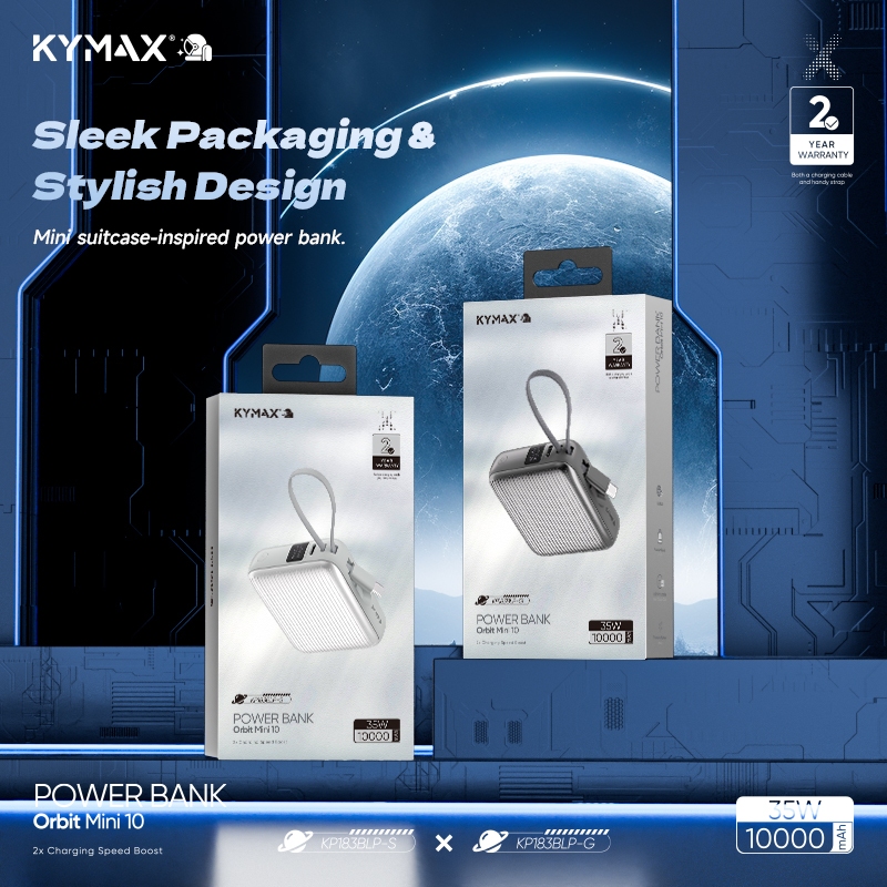 KYMAX Power Bank Orbit Mini 10 | 10000mAh | PD 35W | Pengecasan Pantas ...