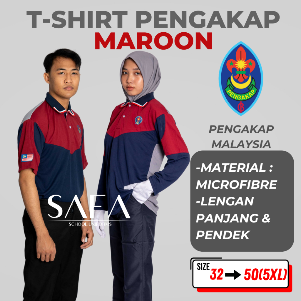 Baju T Shirt Pengakap Remaja Baru Maroon Sekolah Menengah Scout Uniform ...