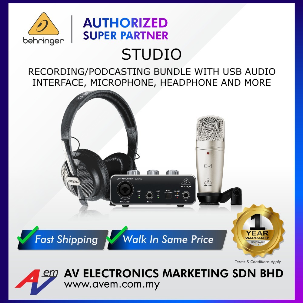 BEHRINGER U-PHORIA STUDIO Recording/Podcasting Bundle (Free Upgrade to ...