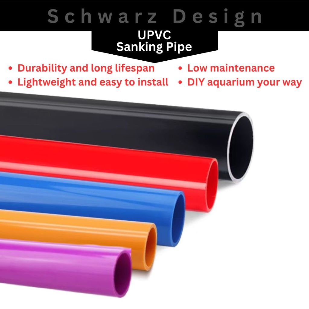 UPVC Sanking Pipe Black Red Orange Blue Purple Fitting DIY Aquarium Fish Tank Pond | Shopee Malaysia