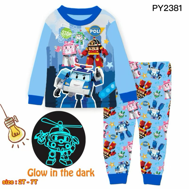 Robocar Poli Design Long Sleeved Pyjamas 3-14y | Shopee Malaysia