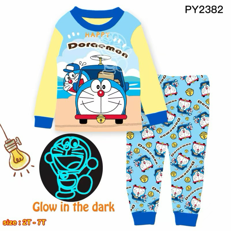 Doraemon Design Long Sleeved Pyjamas 3-14y | Shopee Malaysia