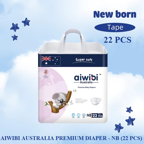 Aiwibi Baby Diapers Premium Super Soft Newborn NB - 22pcs Tape ...