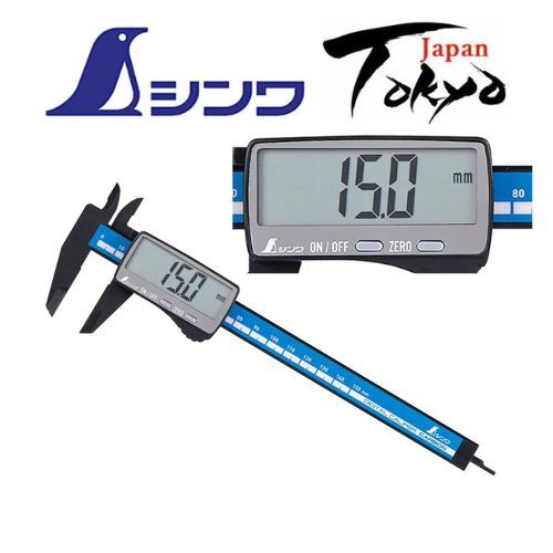 Shinwa Sokutei Digital Caliper Carbon Fiber Huruf Besar 150mm 19990 ...