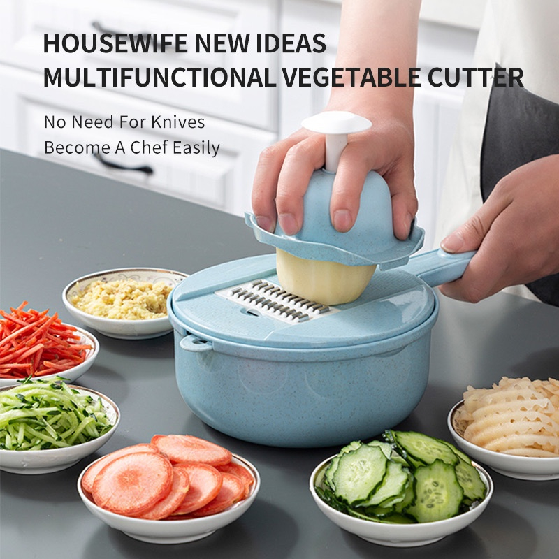 Multifunction Vegetable Cutter Basket Fruit Slicer Chopper Pengisar ...