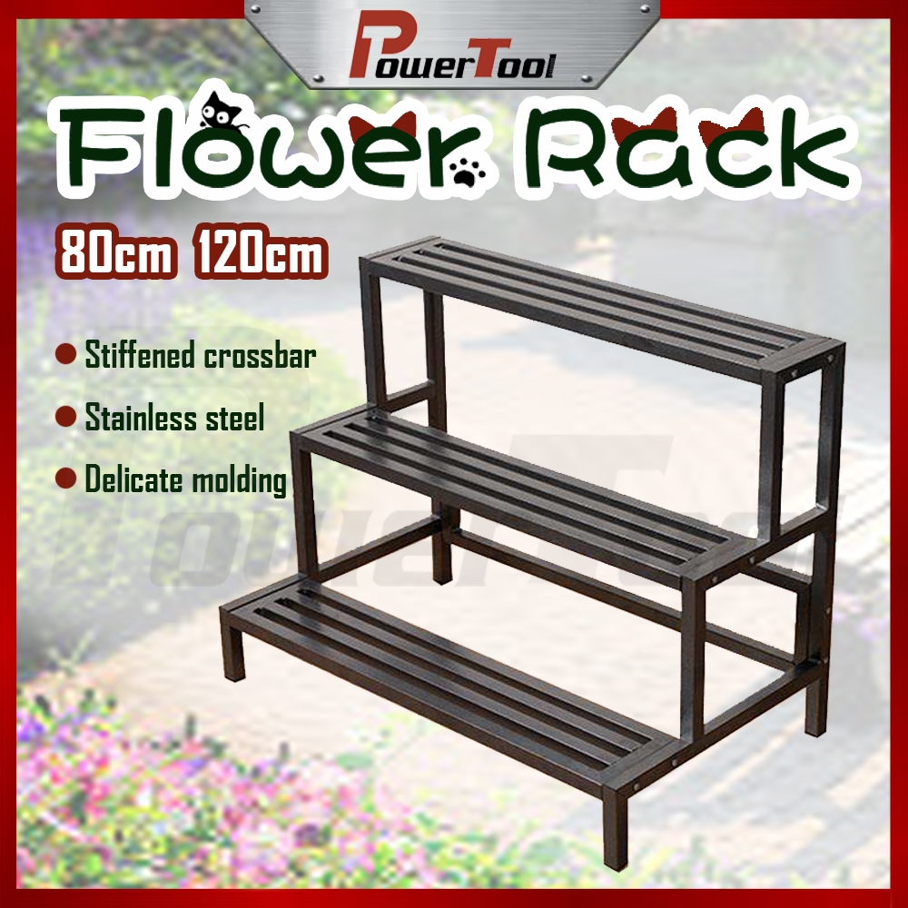 3-Tier Flower Rack Multi-Layer Steel Flower Stand – Outdoor Garden ...