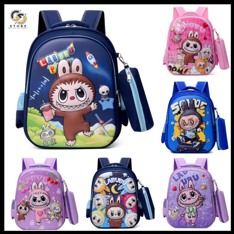 36cm New Labubu School Bag 3D Hardcase with Pencil Box Beg Sekolah ...