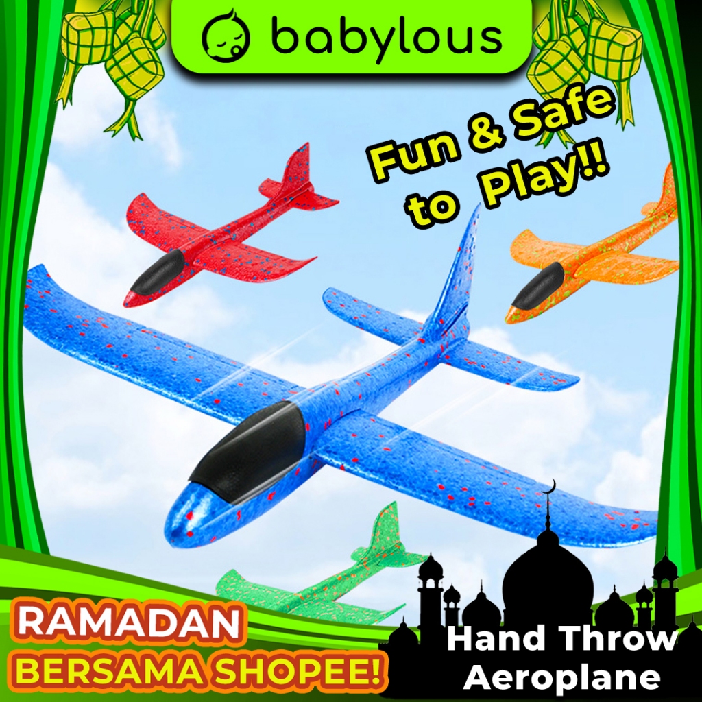 Babylous Large Hand Throwing Airplane Kids Aeroplane Toy Outdoor Light ...