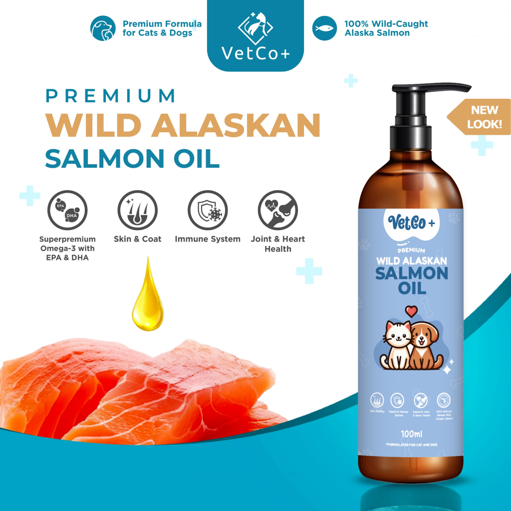 VetCo Premium Wild Alaskan Salmon Oil for Cat and Dog 100ml Fish Oil Minyak Ikan Supplement ...