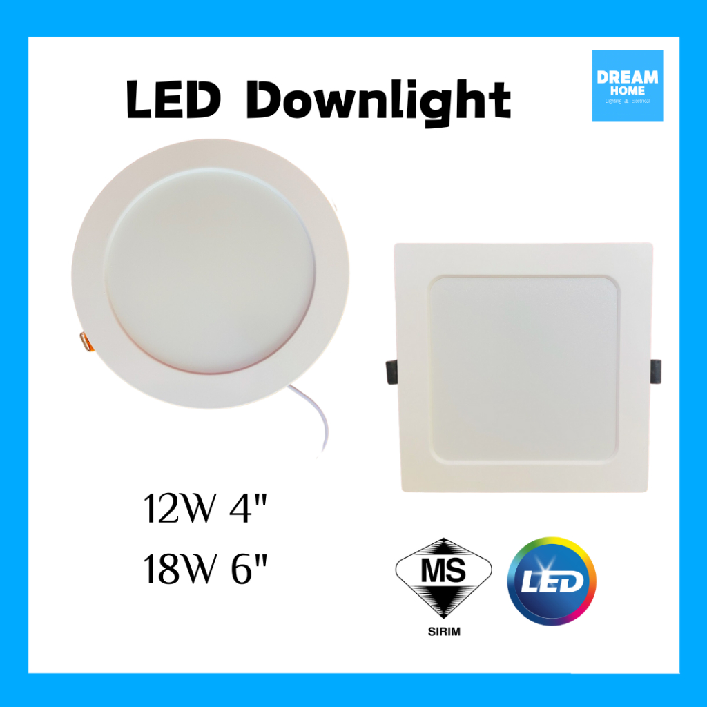 IWACHI LED Downlight ROUND SQUARE 4" 12W 6" 18W (SIRIM) | Shopee Malaysia