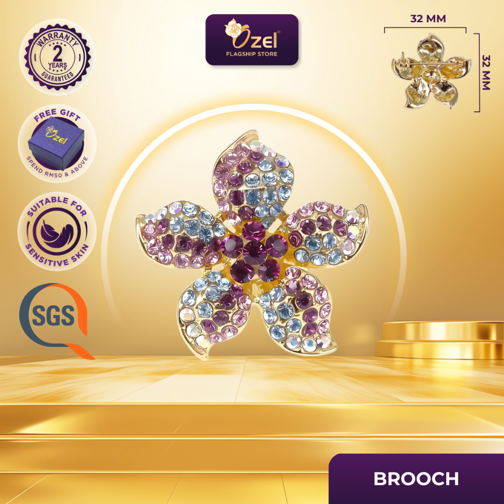 OZEL Flower Brooch B278 Kerongsang Bunga & Pin Tudung, Hijab & Baju ...