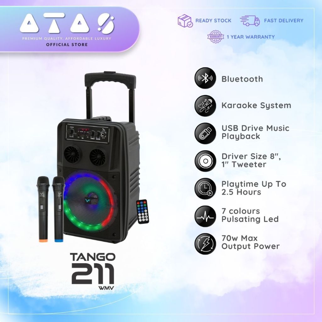 Wireless Portable Trolley Speaker - Tango 211 WMV Super Bass | Home Party | Karaoke | Wireless ...