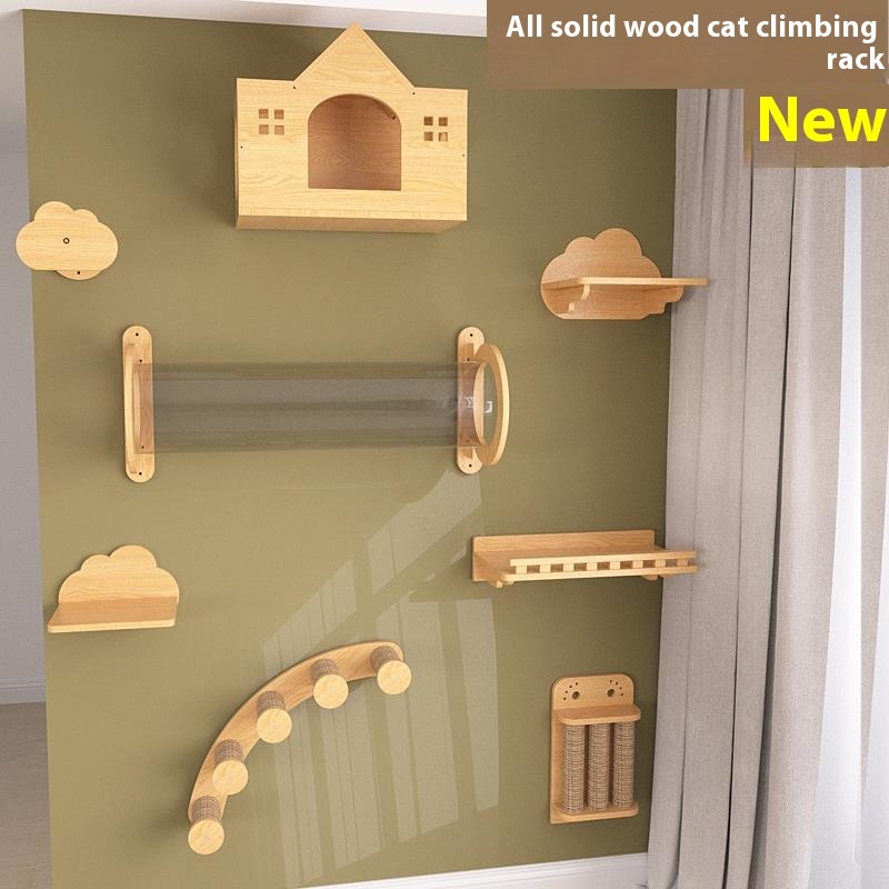 Solid wood cat climbing frame wall space capsule cat jumping platform ...