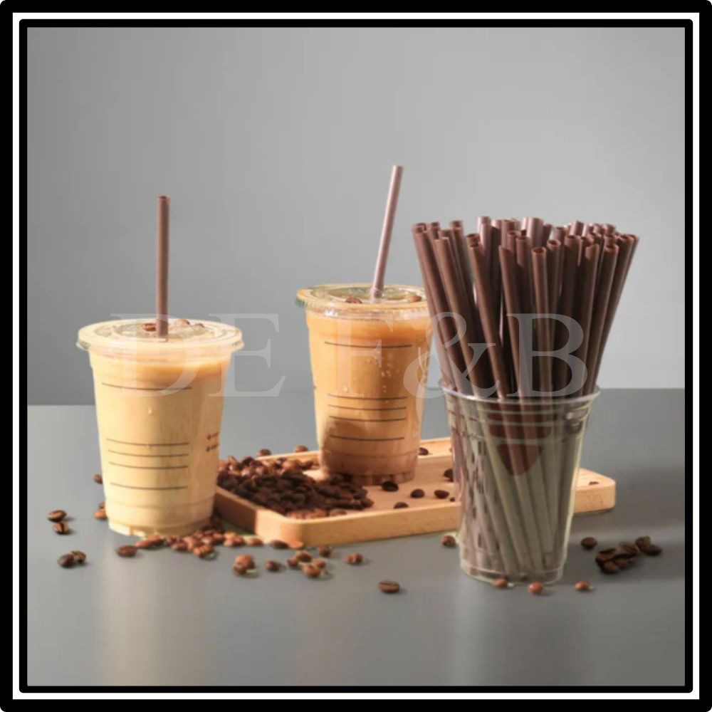 【DE F&B】100pc Biodegradable Coffee Bean Grounds Straw with Wrapper ...
