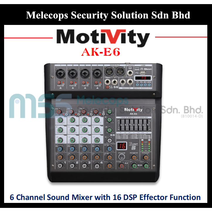 MOTIVITY AK-E6 6 Channel Mixer With USB Playback & Bluetooth Audio ...