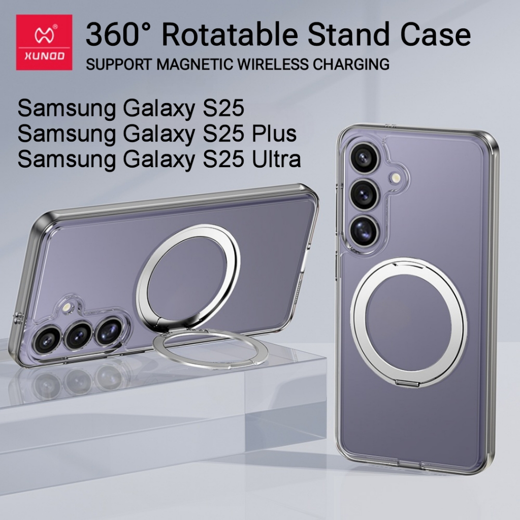XUNDD 360˚ Rotatable Stand Case for Samsung Galaxy S25 Ultra / S25 Plus / S25 Transparent Clear ...