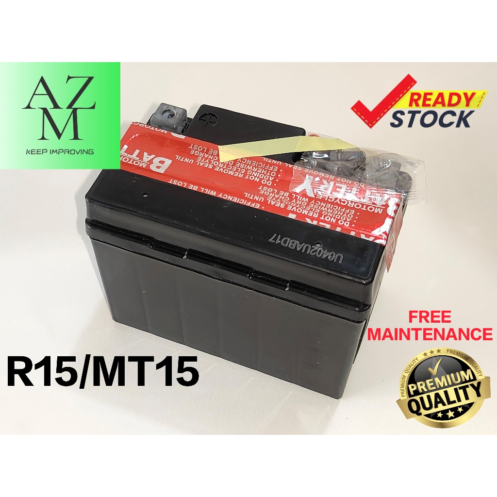 YAMAHA R15 / MT15 MOTORCYCLE BATTERY ( FREE MAINTENANCE ) | Shopee Malaysia