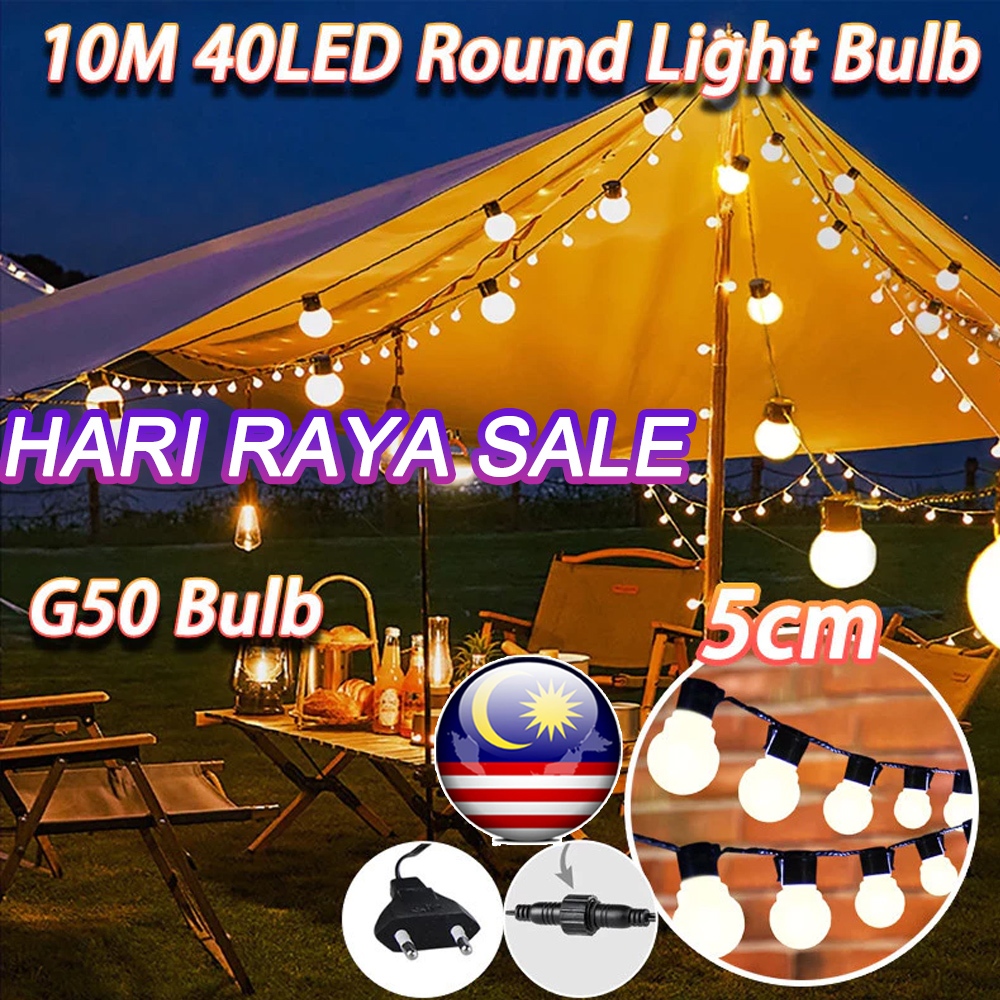 LED G50 Round Bulb Light Lampu raya Twinkle String Lights Fairy lights ...