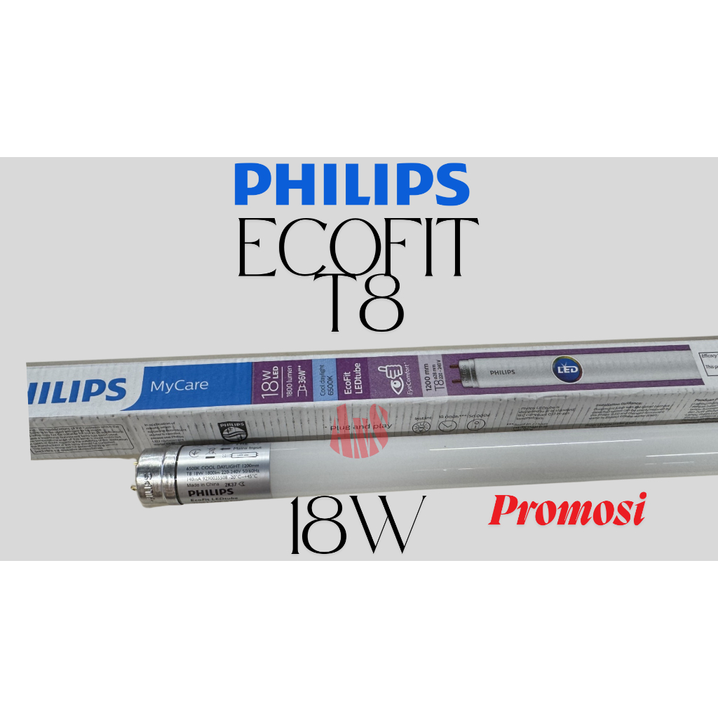 25 PCS PER BOX- PHILIPS ECOFIT 18W T8 LEDTUBE 6500K DAYLIGHT 1200MM (4FT) | Shopee Malaysia