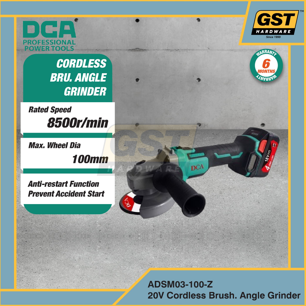 DCA 20V Cordless Brushless Angle Grinder ADSM03-100 Grender Cordless 磨机 ...