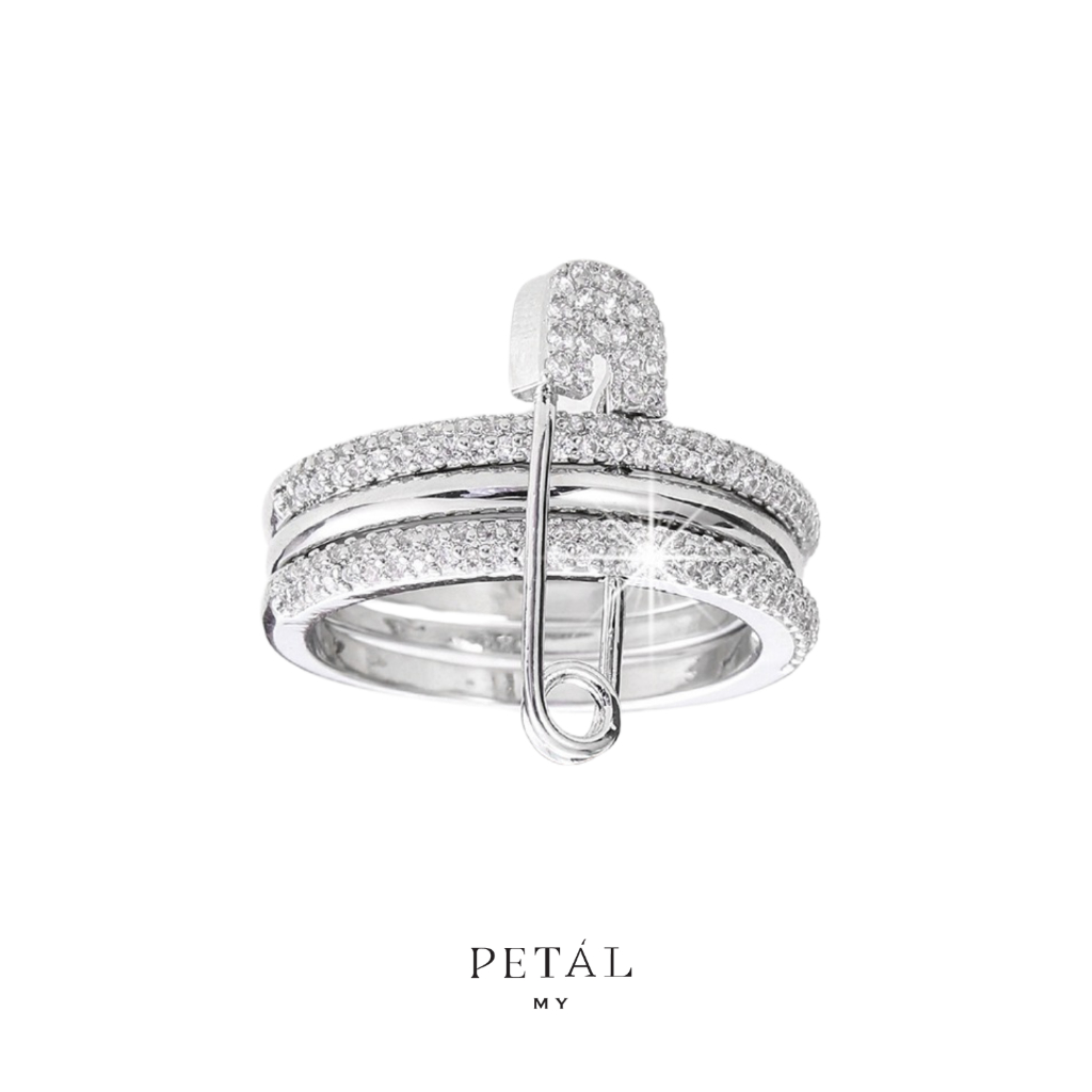 (PETALMY) Elegant Safety Pin Ring, Three-layer Detachable Ring | Shopee ...