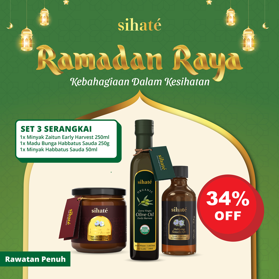 Bebas 3 Serangkai Madu Bunga Sauda, Habbatus Sauda Oil & Extra Virgin ...