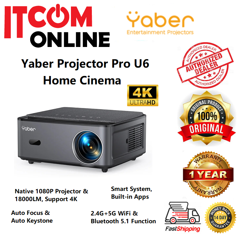 YABER PRO U6 (1920X1080) 4K 600 LUMENS ANDROID 9.0 1G RAM + 8GB ROM ...