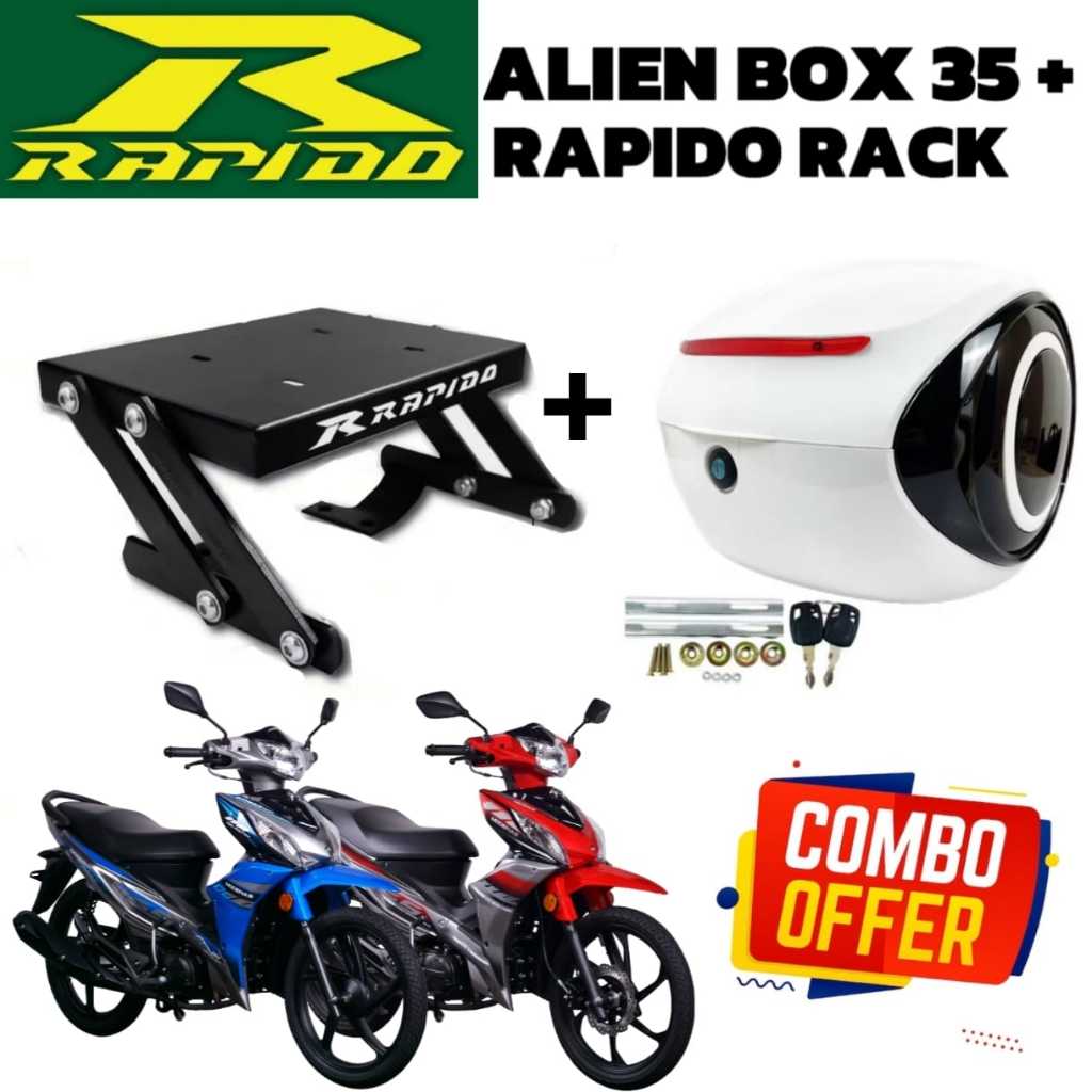 COMBO SET BOX ALIEN/SIPUT 35L ABS MONORACK RAPIDO MODENAS KRISS MR3 ...