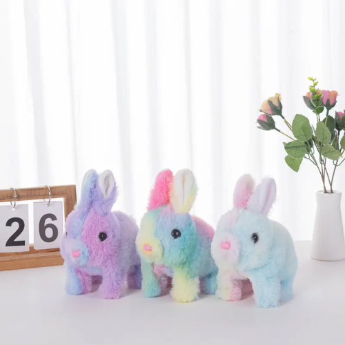 Toysbay Electric Plush Rabbits Toys Random Color Realistic Stuffed ...