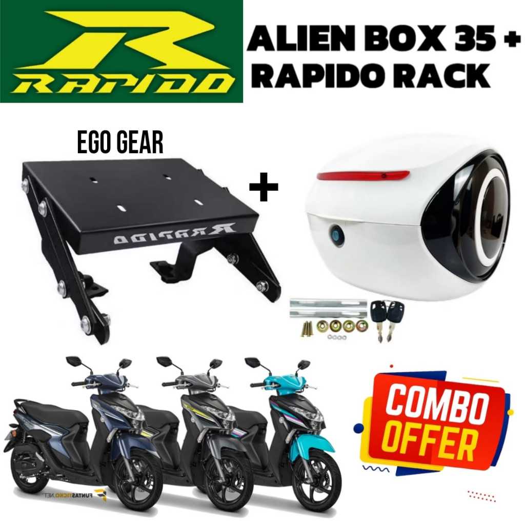 COMBO SET BOX ALIEN 35L ABS YAMAHA EGO GEAR + MONORACK RAPIDO EGO GEAR ...