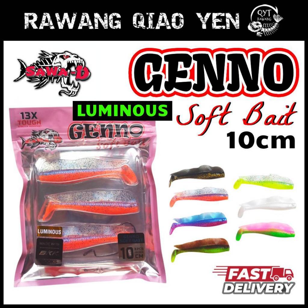 SAWA-D SAWAD GENNO LUMINOUS SOFTBAIT 10CM FREE BKK WORM HOOK, FISHING ...