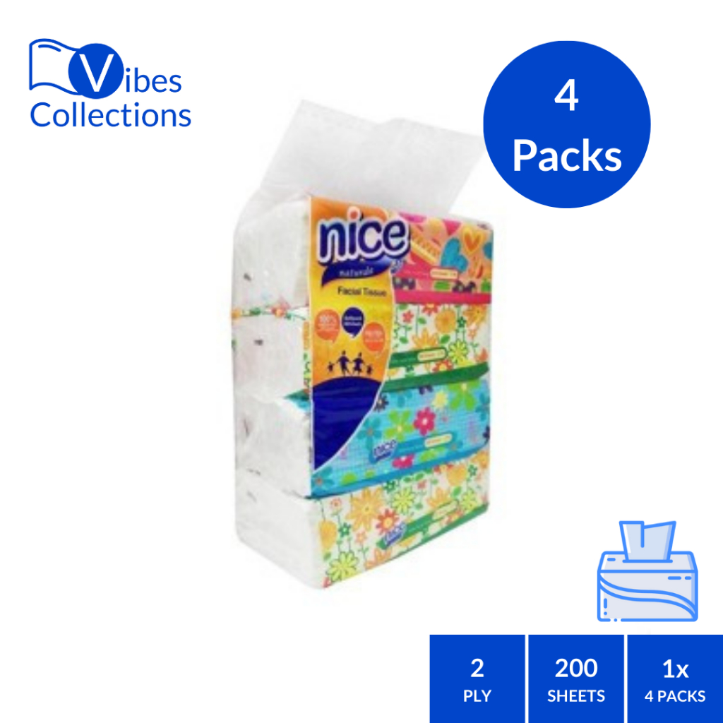 NICE Facial Tissue Softpack 2PLY (4 x 200 sheets) | Shopee Malaysia