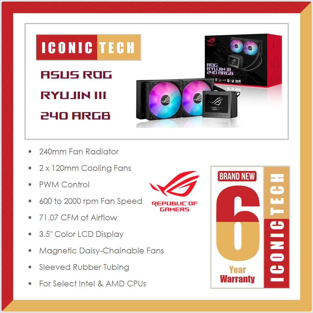 ASUS ROG RYO III 240 All-In-One Liquid CPU Cooler FOR Intel: Socket LGA ...