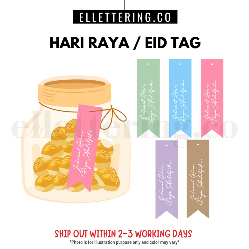 Ellettering | Hanging Tag Raya | Hari Raya Tag Card | Eid Hanging Tag ...