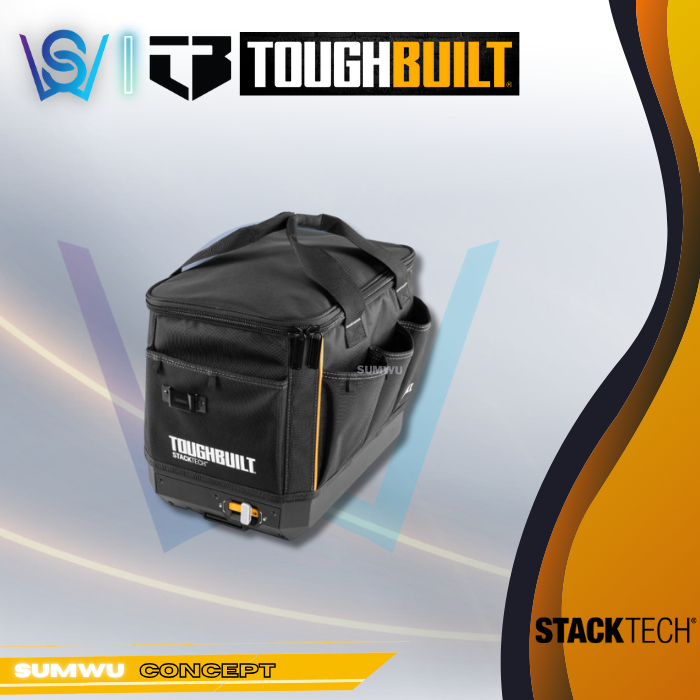 TOUGHBUILT STACKTECH Black Polyester 11" Zippered Compact Tool Bag Tote ...
