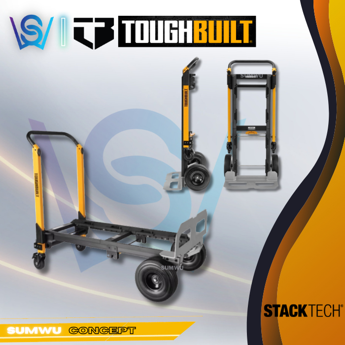 TOUGHBUILT StackTech Convertible Trolley 2 in 1 Hand Truck TB-B1-T-20 Troli Heavy Duty 4-Wheels ...
