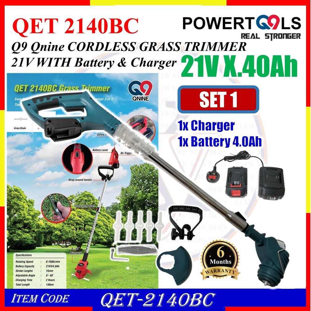 QET-2140BC (QET 2140BC) Q9 Qnine CORDLESS GRASS TRIMMER 21V WITH 21V X ...
