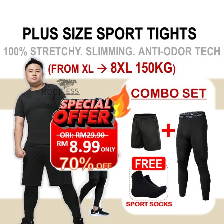 ROOFLESS Seluar Tight Lelaki Plus Size Pro Combat Tight Pant Man Plus ...
