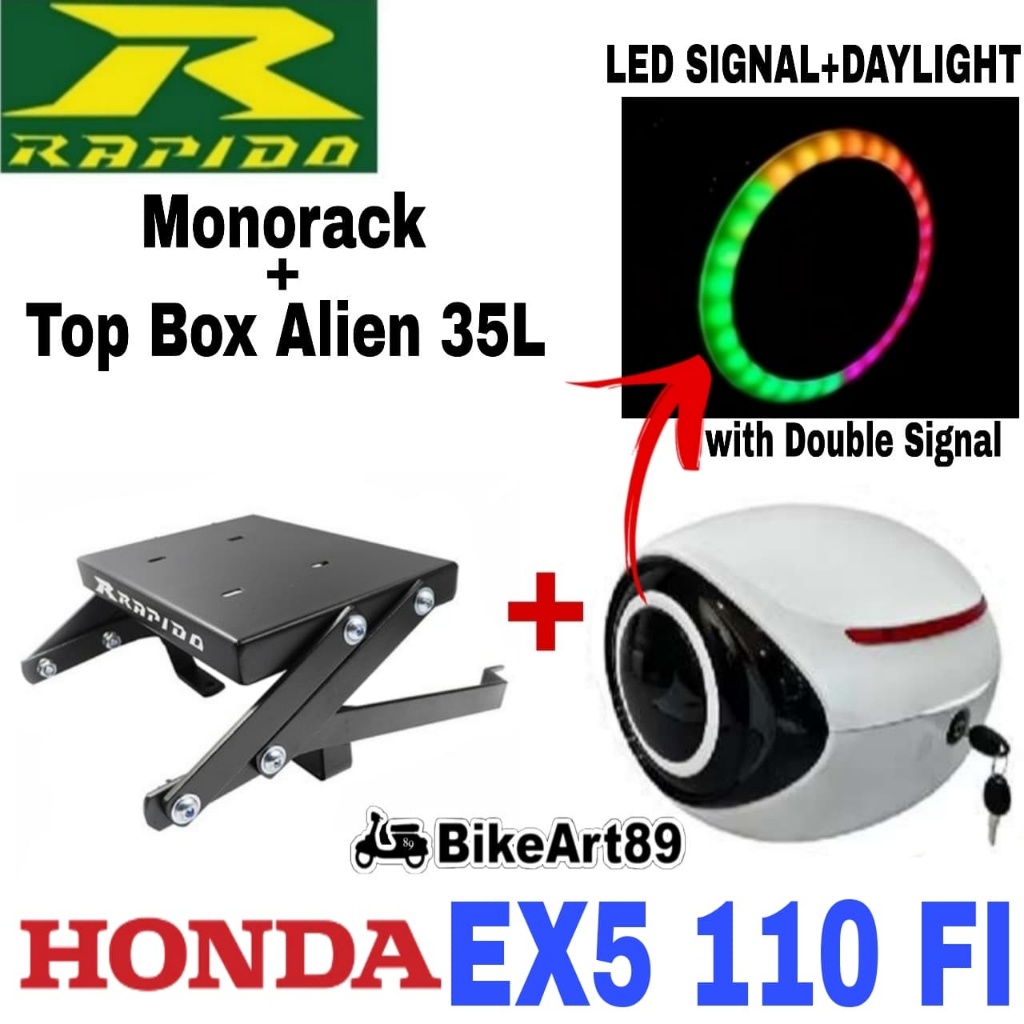 Rapido Monorack Honda EX5 110 FI Combo Set with Top Box Alien ABS Tail ...