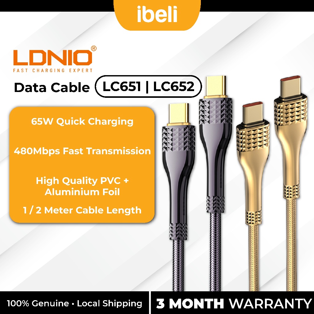 LDNIO LC651(1m) / LC652(2m) 65W Type-C To Type-C Fast Charge Cable ...