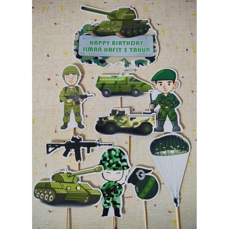 ASKAR SOLDIER CAKE TOPPER (FREE ADD NAME) | Shopee Malaysia