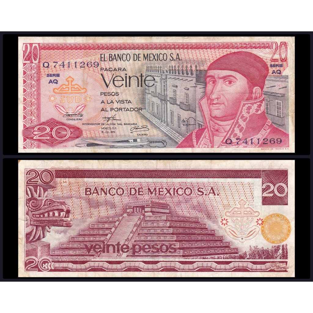 Mexico Banknote, 20 Pesos 1973, F+ Circulated. | Shopee Malaysia