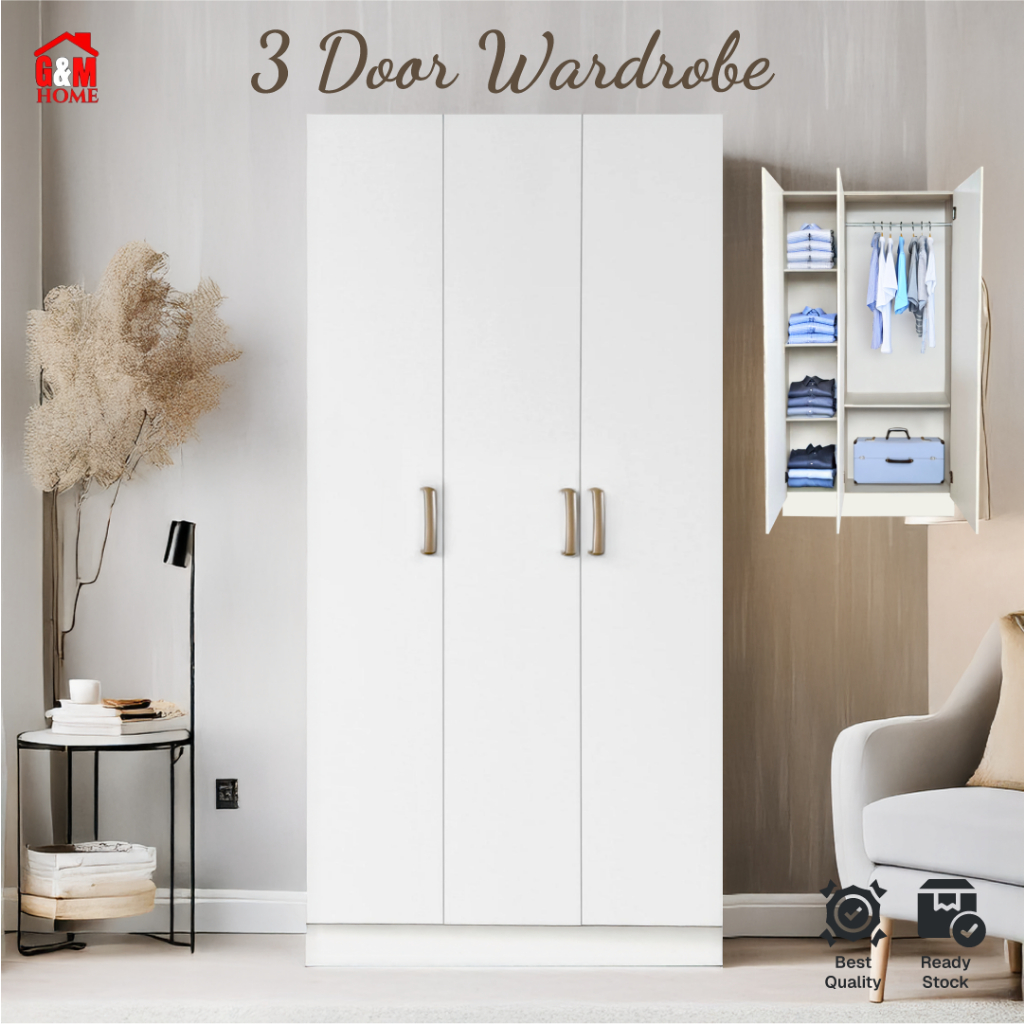 3 Door Wardrobe Almari Baju 3 Pintu Almari Pakaian / Storage Cabinet ...
