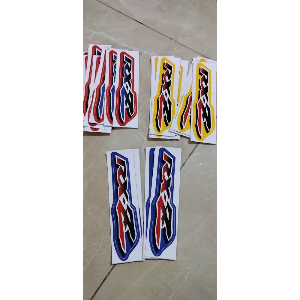 STRIPE STIKER TULISAN YAMAHA 5PV RXZ MERAH/KUNING/BIRU PRINT LIKE ...