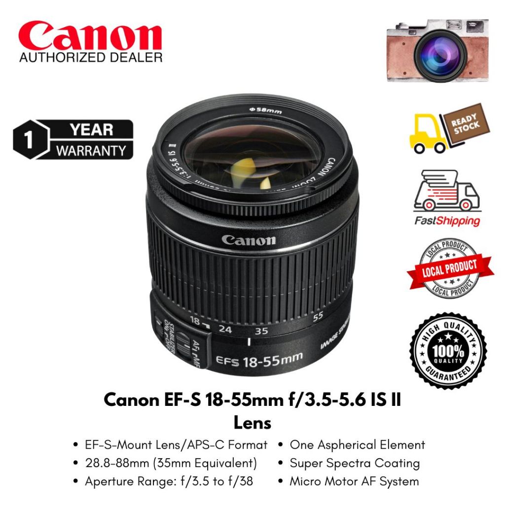 Canon EF-S 18-55mm f/3.5-5.6 Lens Kit lens for Canon DSLR ( 1 Year ...