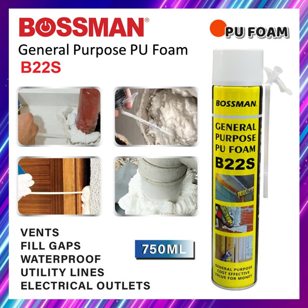 Bossman B22S PU FOAM Spray General Purpose 750ml Foam Spray Insulation ...