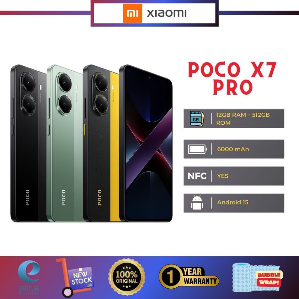 POCO X7 Pro [12+512GB] 6000mAh battery, 90W HyperCharge, MTK-8400 Ultra, HyperOS 2 - 1 Year ...