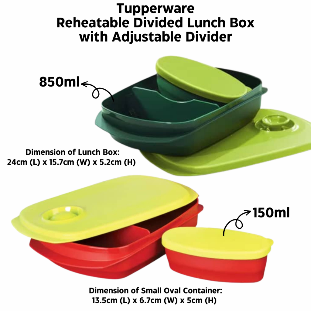 Tupperware Reheatable Divided Lunch Box 850ml (1 pc) | Shopee Malaysia
