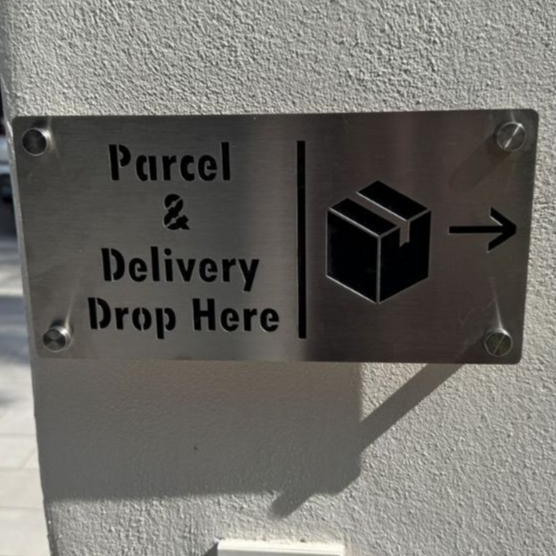304 Stainless steel Parcel Drop signage / Signboard 300mm x 150mm ...