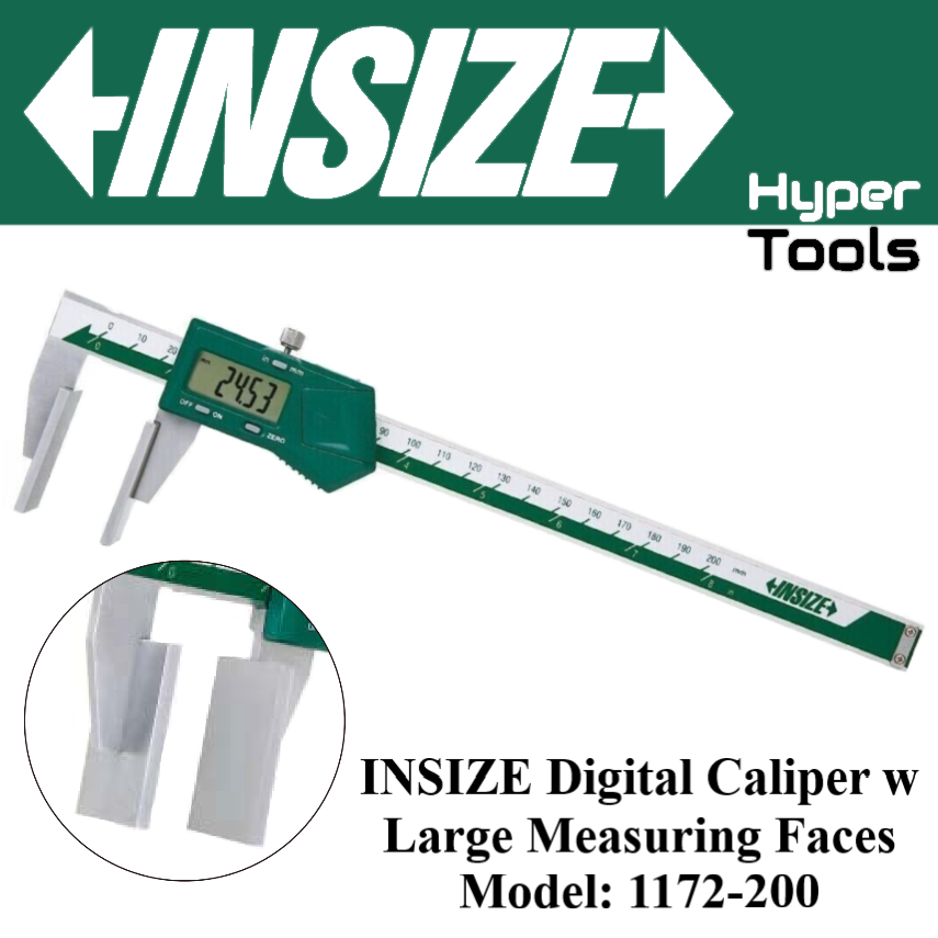 INSIZE Digital Caliper with Large Measuring Faces (Range: 0-200mm / 0-8 ...
